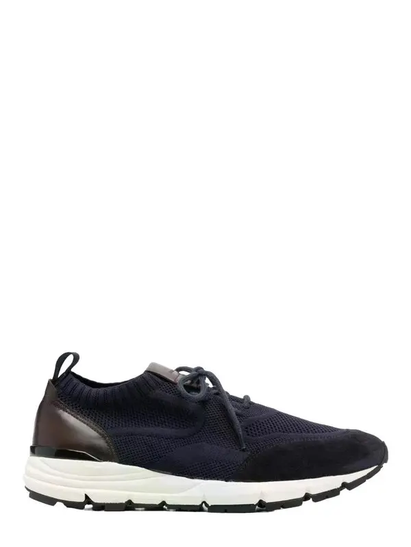 SCAROSSO Knitted-upper Suede Sneakers - Blue
