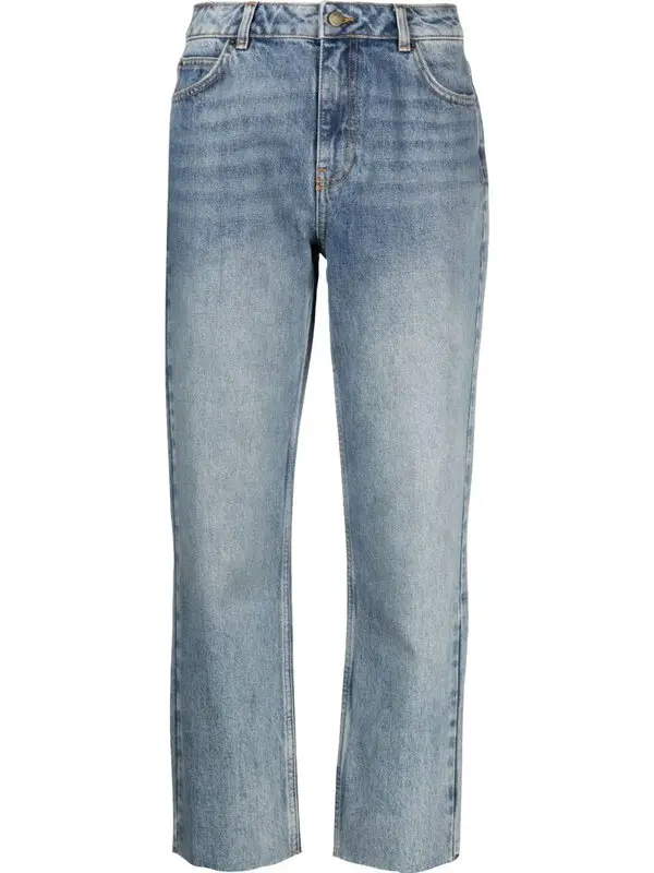 Ba&sh Logo-patch Cropped Jeans - Blue