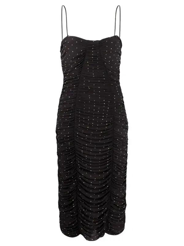 ROTATE BY BIRGER CHRISTENSEN Crystal-embellished Ruched Dress - Black