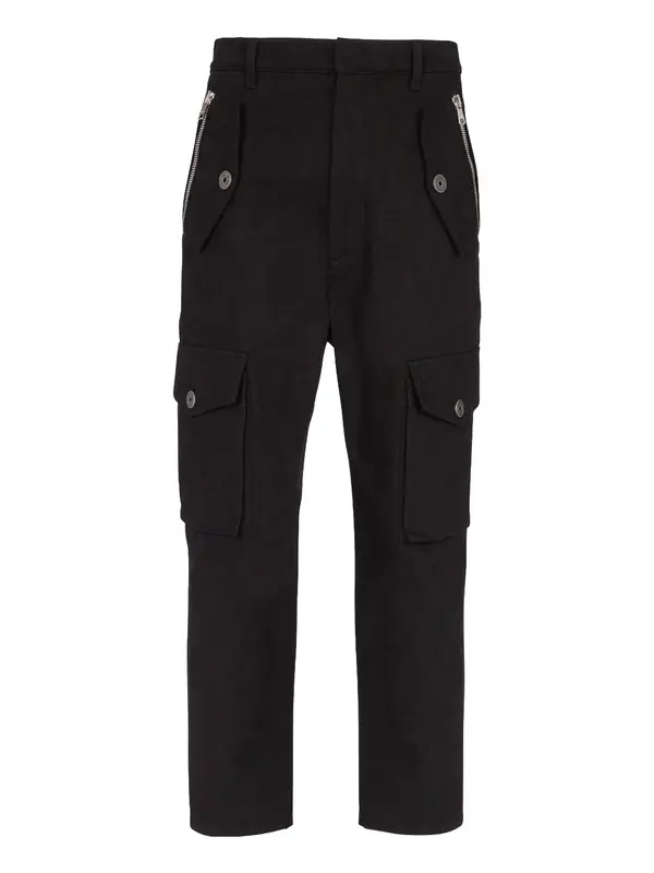 Balmain Cropped Cargo Trousers - Black