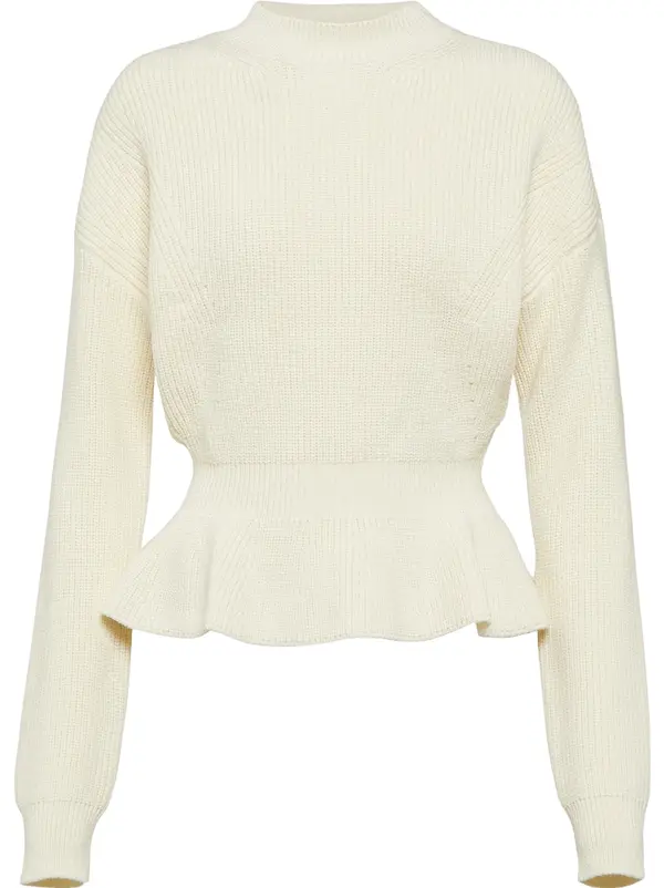 Chloé Peplum Wool Sweater - White