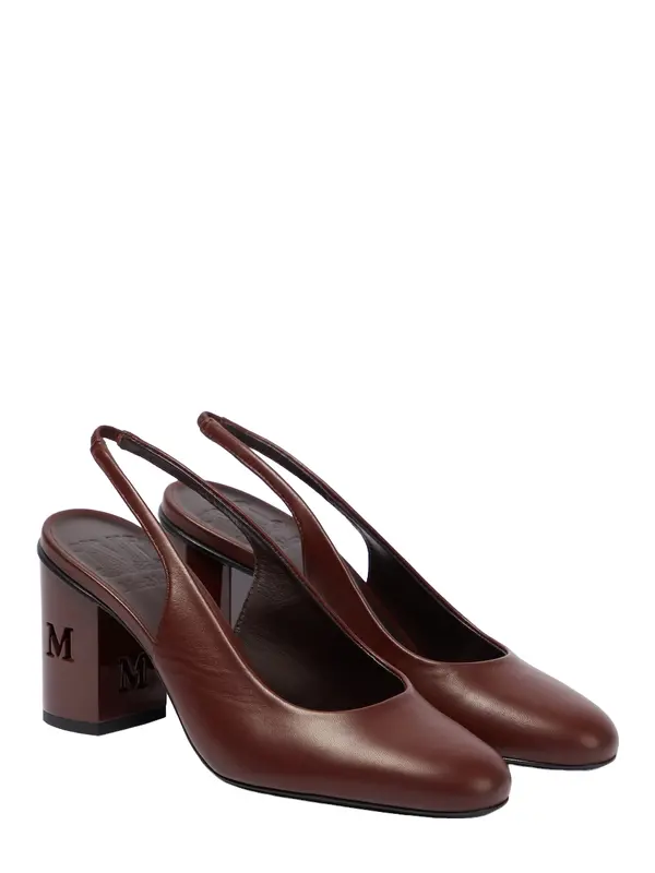 Max Mara Damiersli Leather Slingback Pumps - Brown