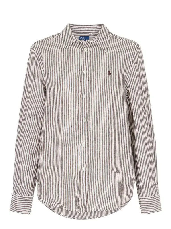 Polo Ralph Lauren Embroidered Striped Linen Shirt - Multi