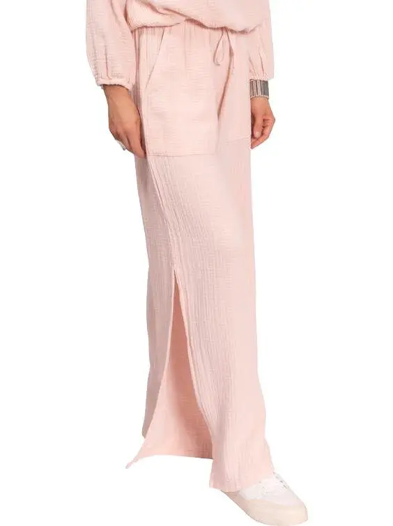 EVERYDAY RITUAL Riley Cotton Gauze Split Hem Pants - Blush