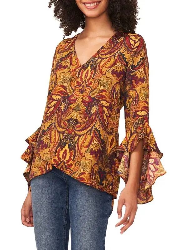 Vince Camuto Ruffle Sleeve Blouse - Pickled Beet