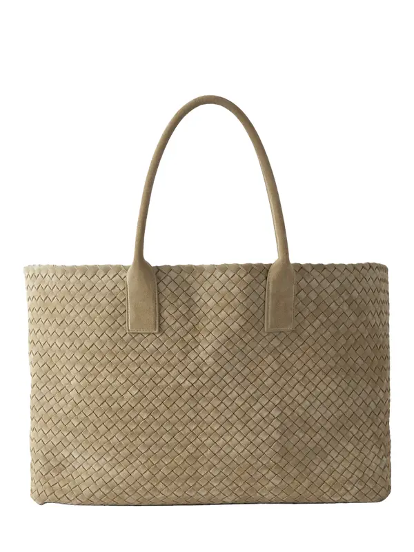 Bottega Veneta Cabat Intrecciato Suede Tote - Brown