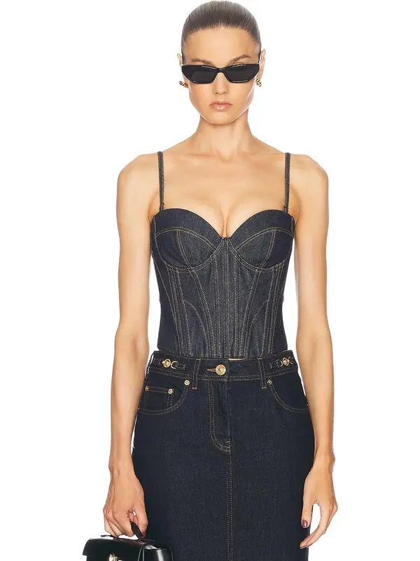 FLEUR DU MAL Denim Bustier Top - Indigo Denim