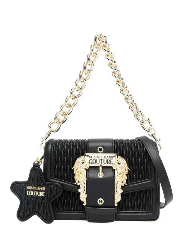Versace Baroque-buckle Quilted Shoulder Bag - Black