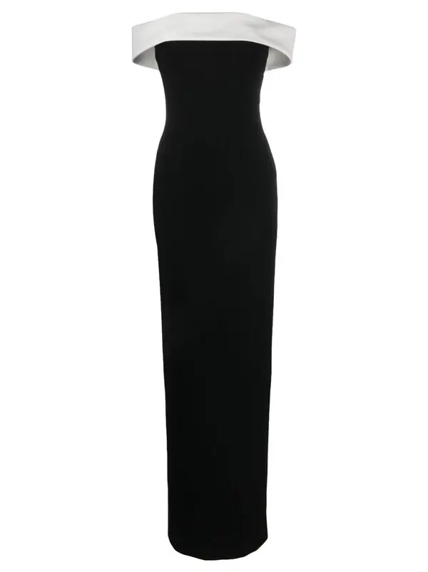 MONOT Colour-block Off-shoulder Maxi Dress - Black