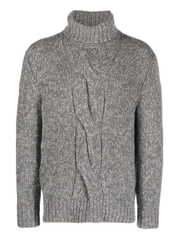 Brunello Cucinelli Cable-knit Roll-neck Sweater - Grey