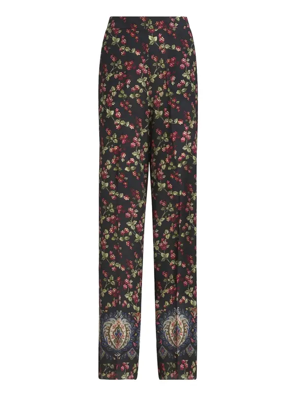 Etro Floral-print Straight-leg Trousers - Black