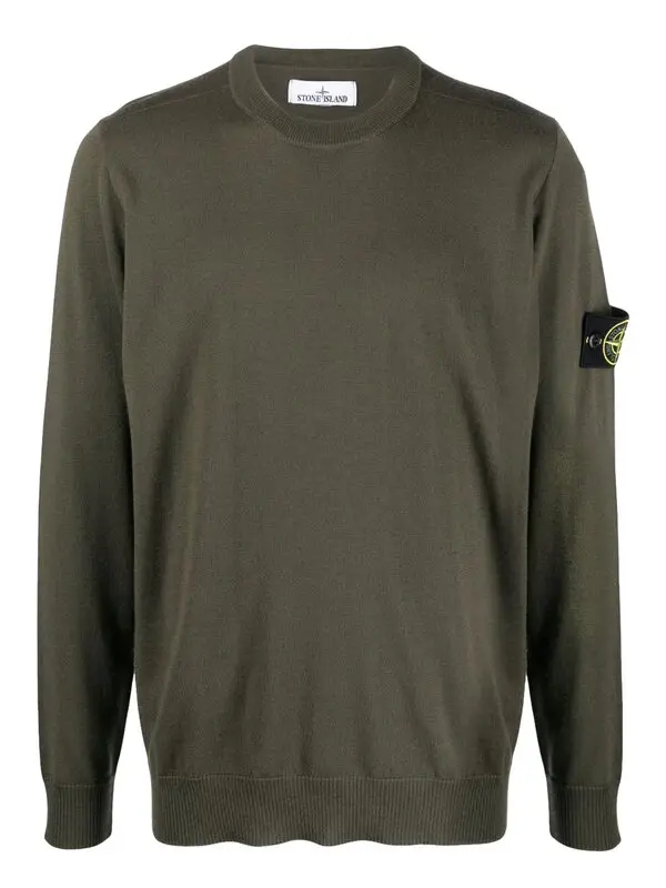 Stone Island Compass-patch Virgin-wool Jumper - Green