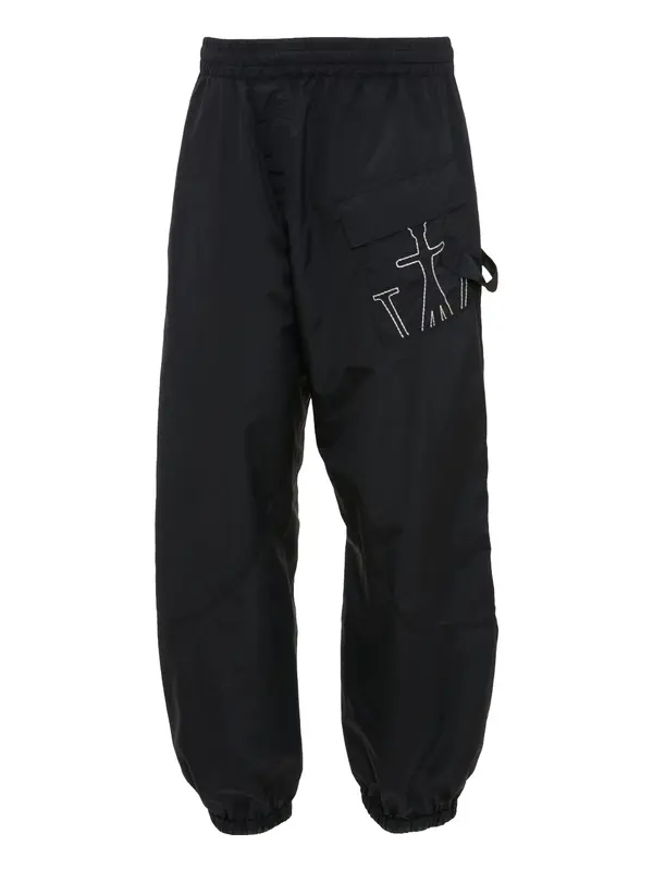JW Anderson Anchor-embroidered Twisted Track Pants - Black