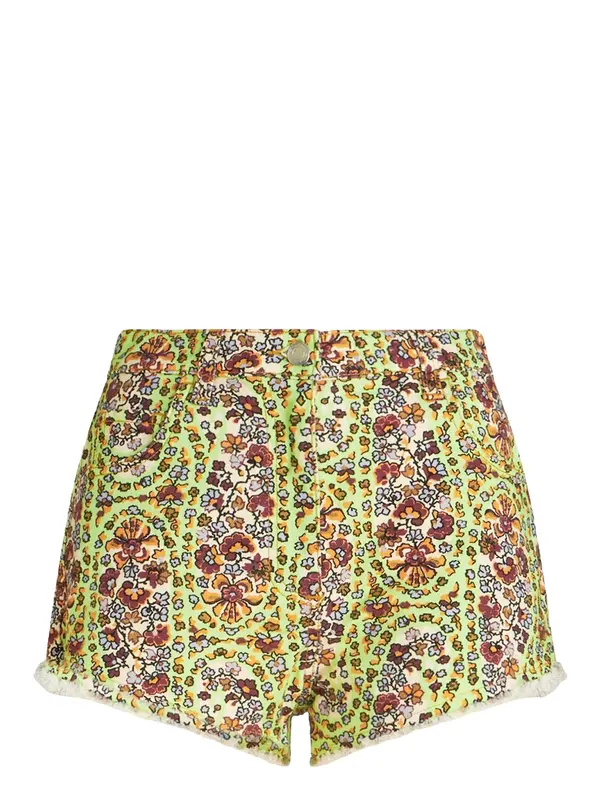 Etro Paisley-print Denim Shorts - Green