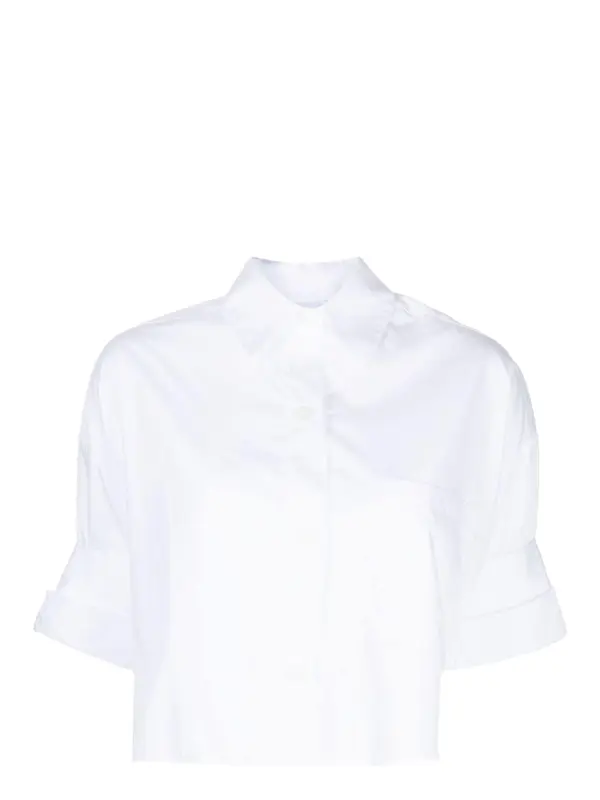 TWP Folded-sleeve Cropped Shirt - White