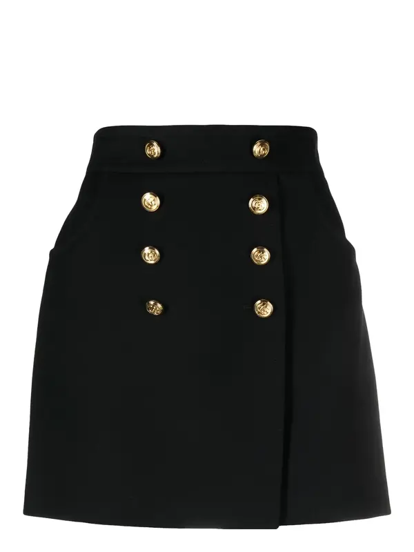 Gucci Button-up Crepe Skirt - Black