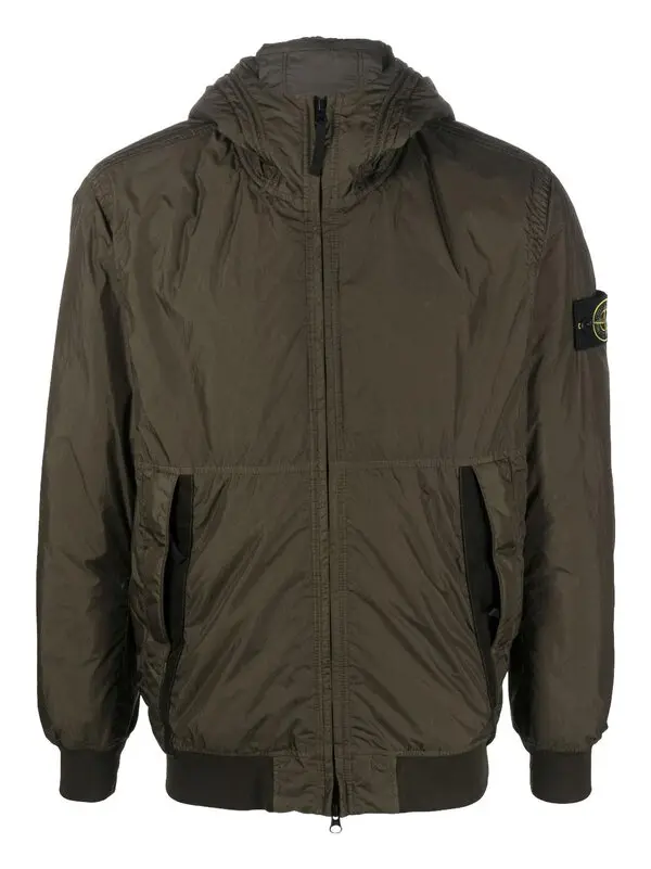 Stone Island Compass-patch Zip-up Jacket - Green