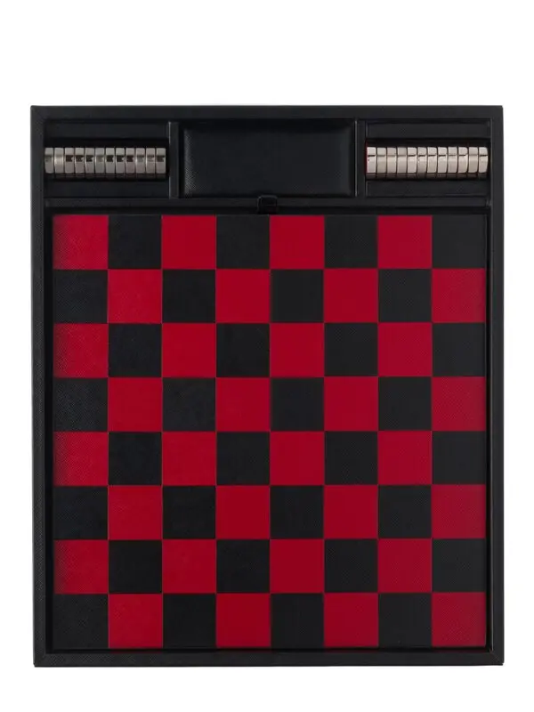 Prada Saffiano Leather Checkers Set - Black