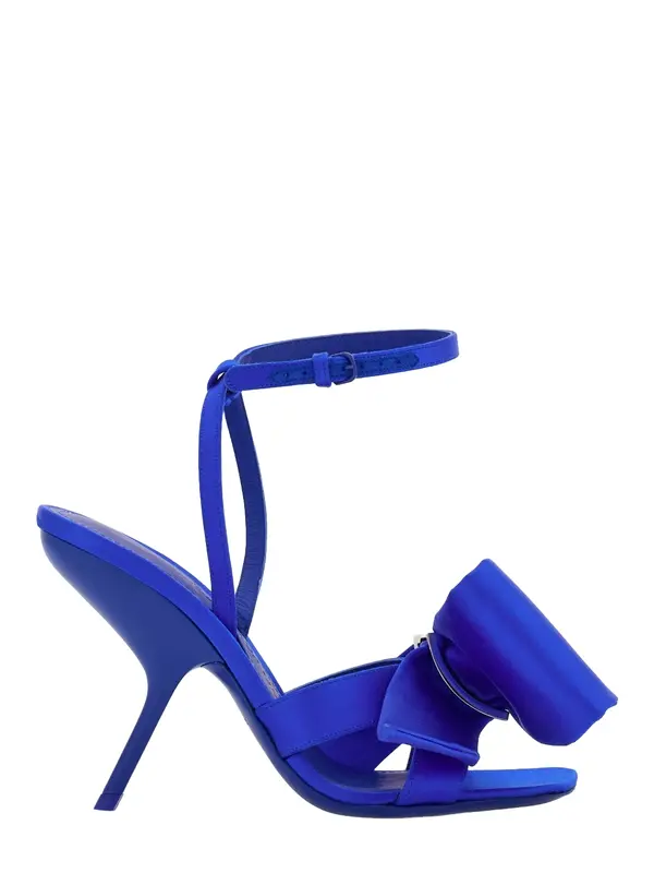 FERRAGAMO Asymmetric-bow Satin Sandals - Blue