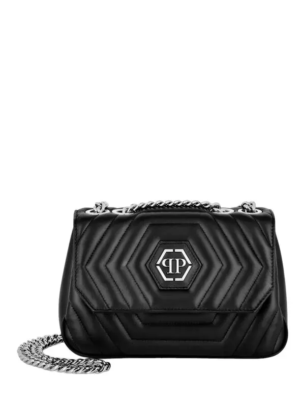 Philipp Plein Hexagon Leather Shoulder Bag - Black