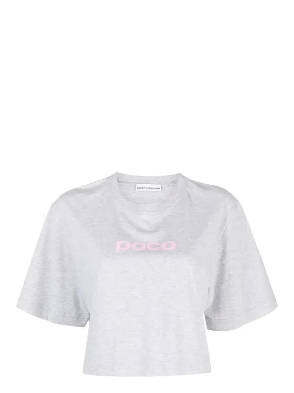 Rabanne Logo-print Cropped T-shirt - Grey