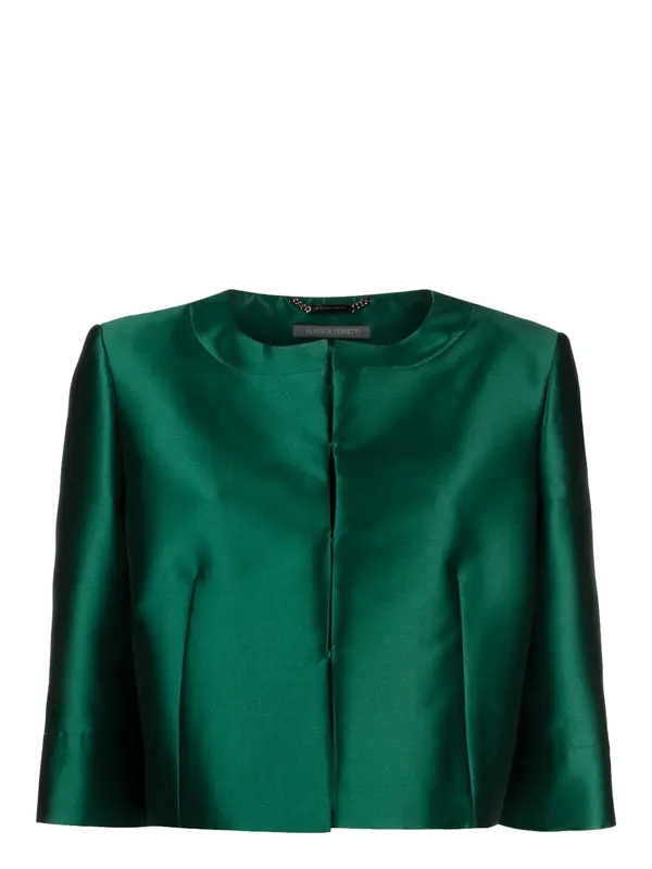 Alberta Ferretti Cropped Satin Jacket - Green