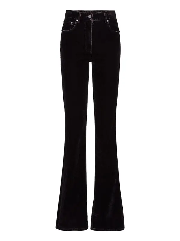 FERRAGAMO High-waist Flared Velvet Trousers - Black