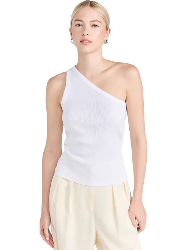RÓHE Asymmetrical Ribbed Top - White