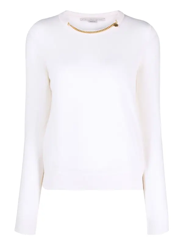 Stella McCartney Chain-embellished Wool Jumper - White