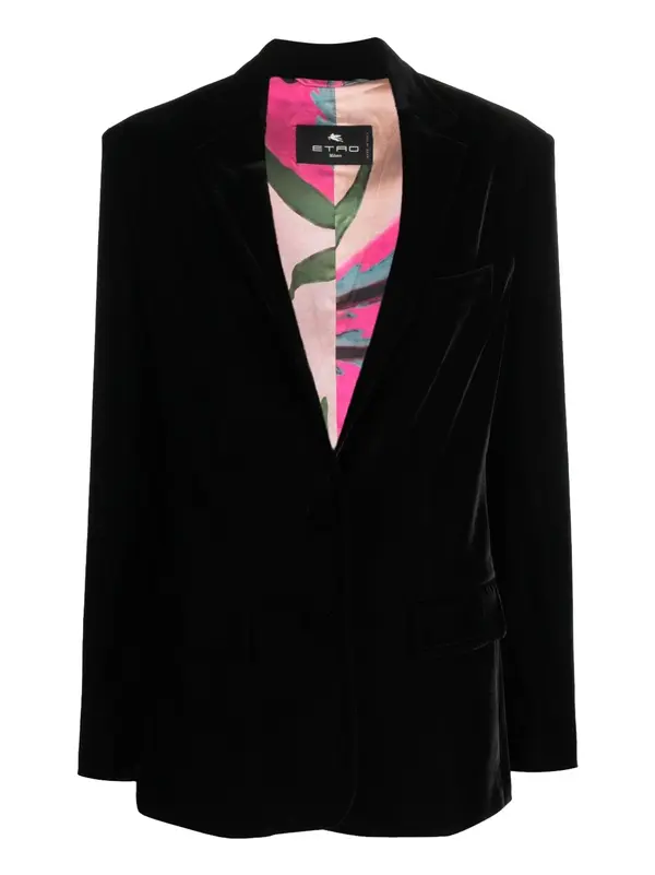 Etro Single-button Velvet Blazer - Black