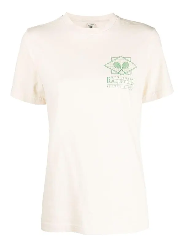 SPORTY & RICH Graphic-print Cotton T-shirt - Neutrals