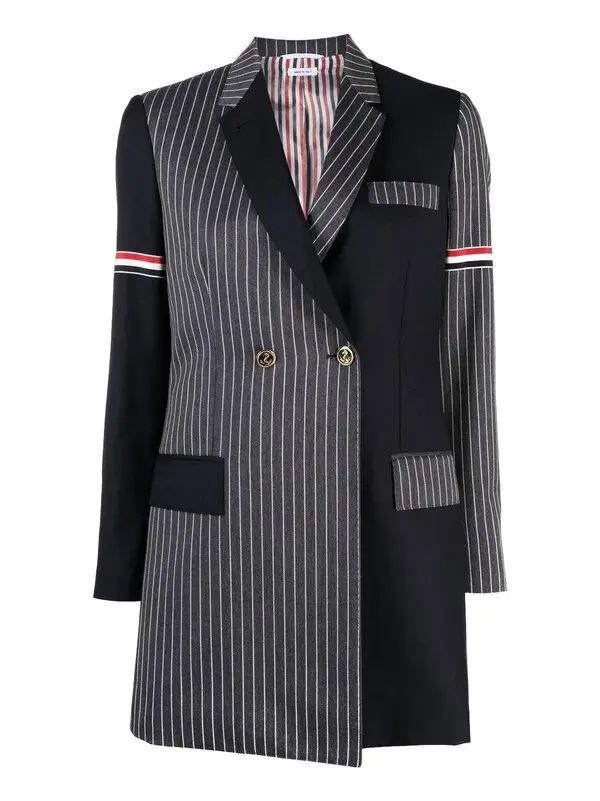 Thom Browne Patchwork Double-breasted Blazer - Blue