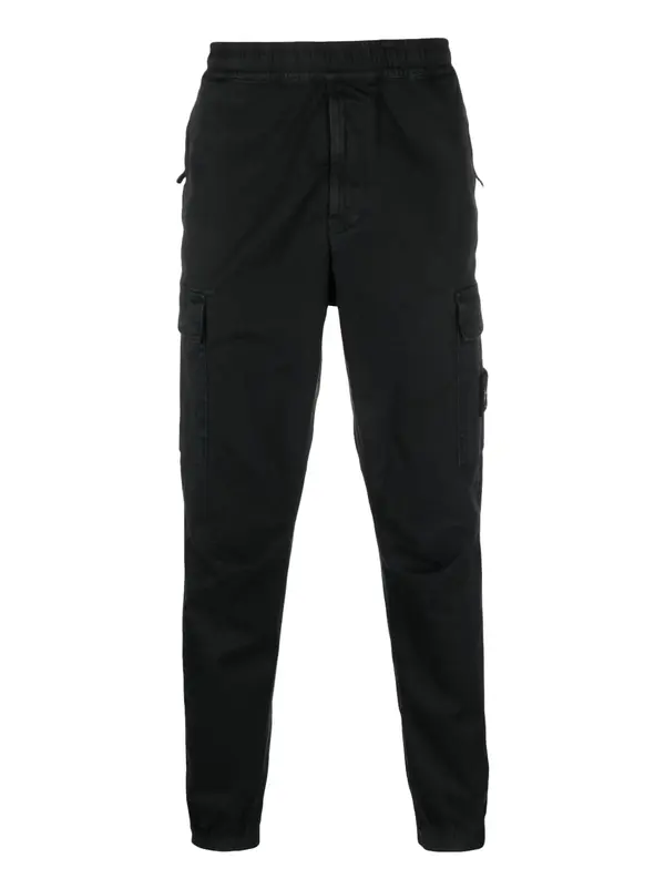 Stone Island Tapered-leg Cargo Trousers - Black