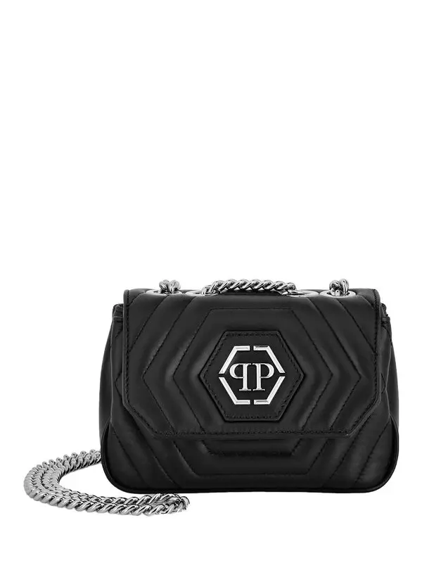 Philipp Plein Small Hexagon Leather Shoulder Bag - Black