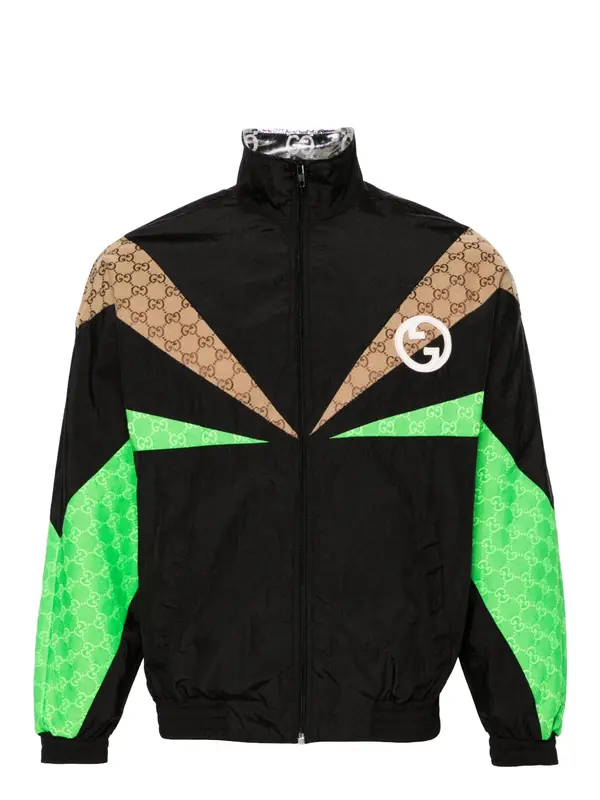 Gucci Panelled Gg Canvas Bomber Jacket - Black