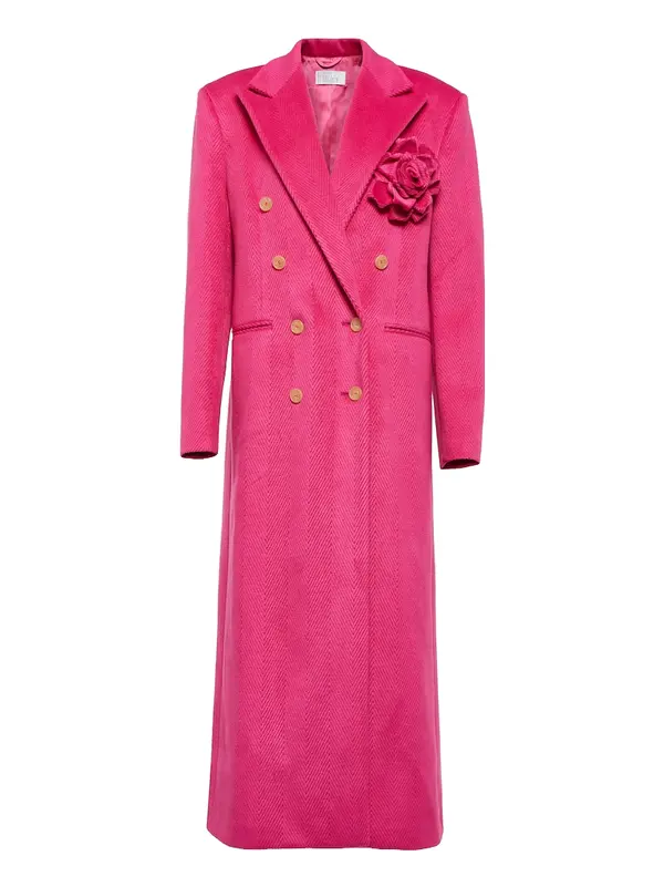 Giuseppe Di Morabito Floral-appliqué Double-breasted Coat - Pink