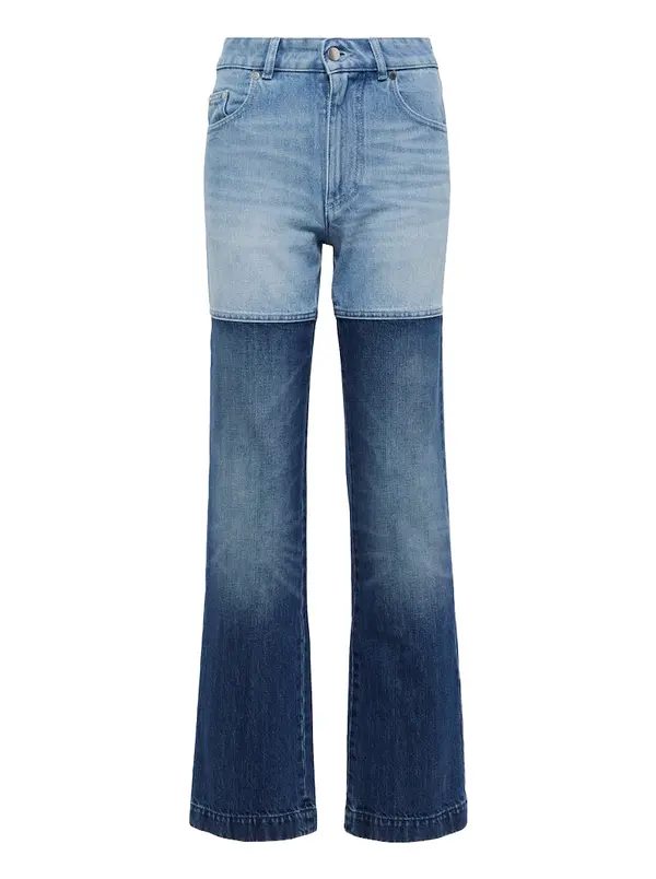 PETER DO Patchwork High-rise Straight Jeans - Blue
