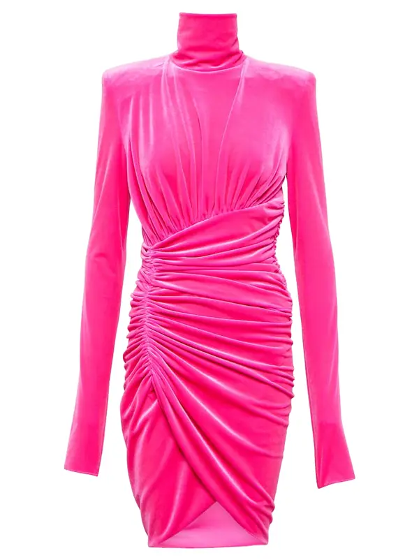 Alexandre Vauthier Ruched Velvet Minidress - Pink