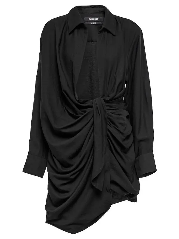 Jacquemus La Robe Bahia Gathered Mini Dress - Black