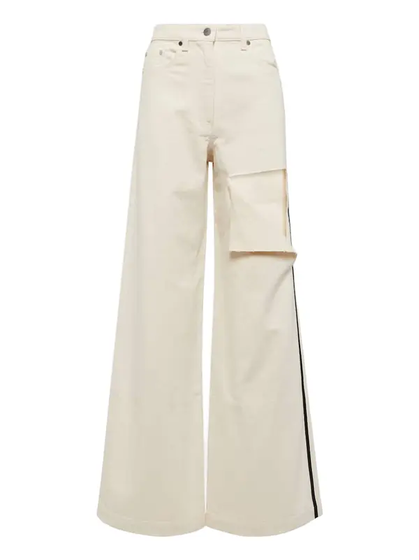 PETER DO Distressed High-rise Wide-leg Jeans - White