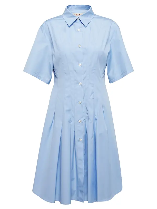 Marni Cotton Poplin Shirt Dress - Blue