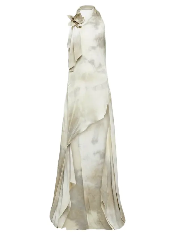Coperni Floral-appliqué Asymmetric Gown - Grey