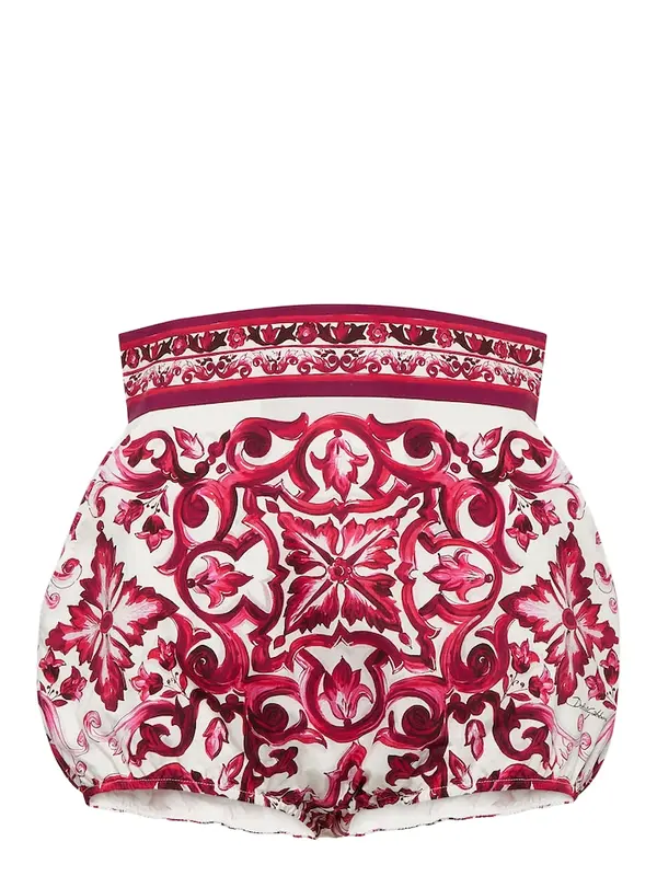 Dolce & Gabbana Majolica Printed Cotton Shorts - White