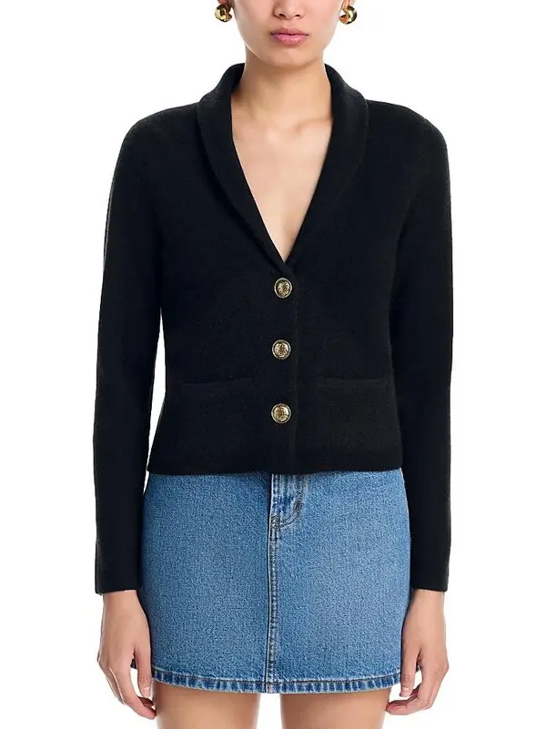 Aqua 100% Cashmere Button Detailed Blazer - Black