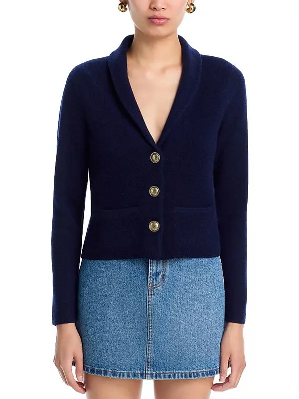 Aqua 100% Cashmere Button Detailed Blazer - Peacoat