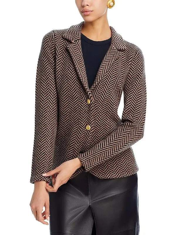 Bloomingdale'S C Exclusive Cashmere Blazer - Black/camel