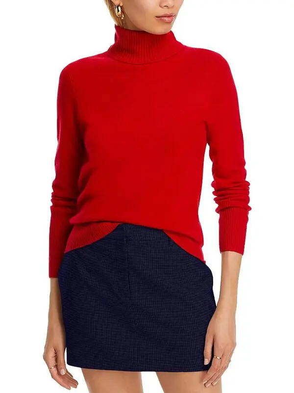 Aqua Cashmere Turtleneck Sweater - Big Apple Red