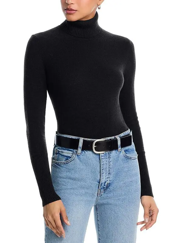 Aqua Cashmere Turtleneck Sweater - Black