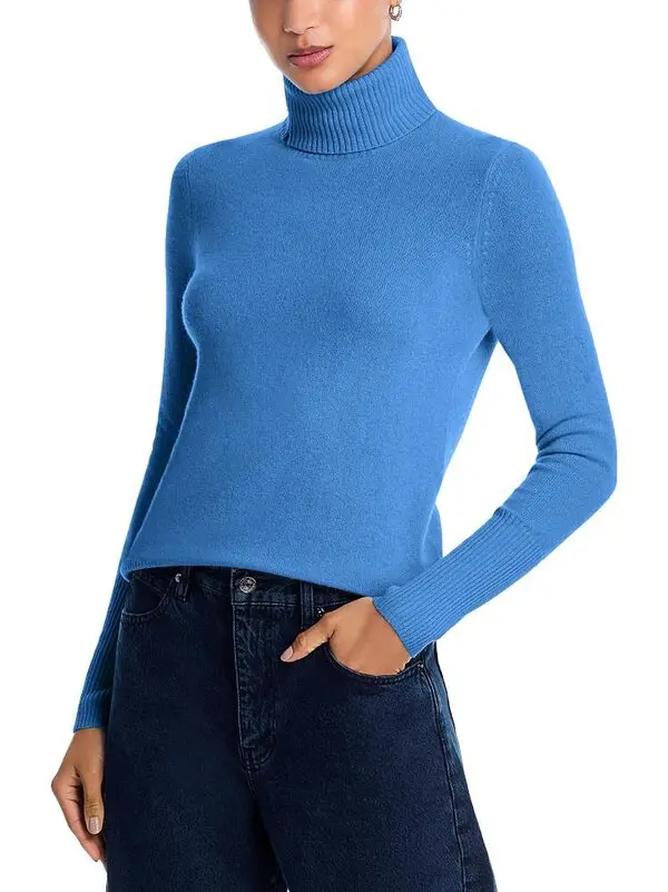Aqua Cashmere Turtleneck Sweater - Blue Jay