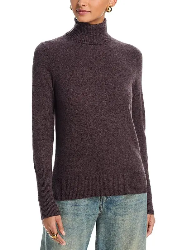 Aqua Cashmere Turtleneck Sweater - Brown Twist